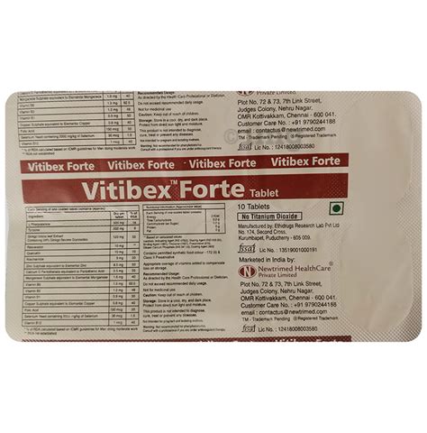 Vitibex Forte Tablet Buy Strip Of 100 Tablets At Best Price In India
