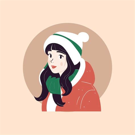 산타클로스 의상을 입은 벡터 귀여운 소녀 웃음 그림 프리미엄 벡터