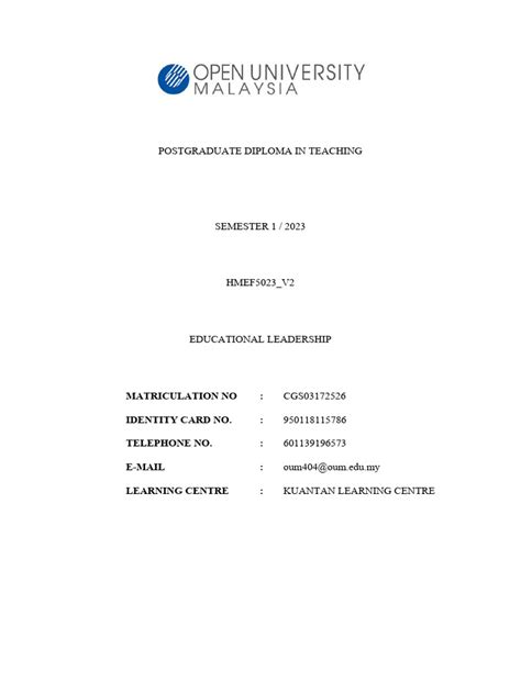 Assignment Educational Leadership Download Free Pdf Teachers Learning