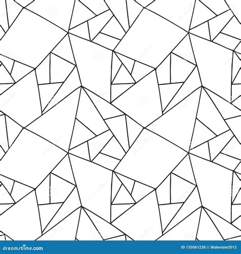 Seamless Vector Pattern Black And White Lined Asymmetric Geometric Background With Rhombus