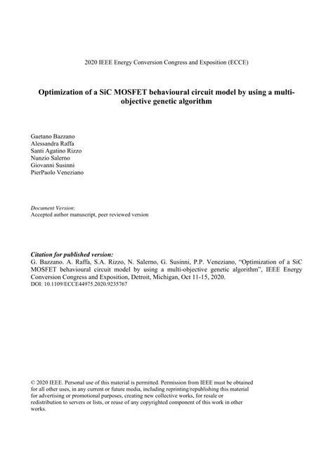 pdf optimization of a sic mosfet behavioural circuit model by using a
