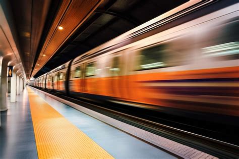 Premium Ai Image A Train Is Passing By A Subway Station