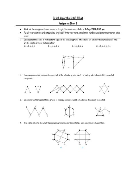 Graphassign 2 Graph Connectivity Assignment Graph Algorithms Cs 3104 Assignment Sheet 2