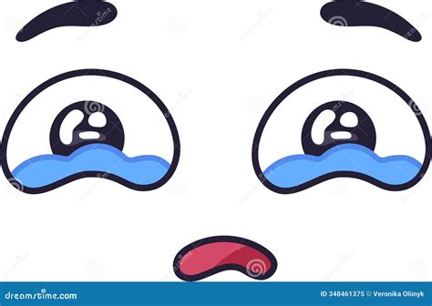 Cartoon Face Showing A Sad Expression With Big Crying Eyes And A