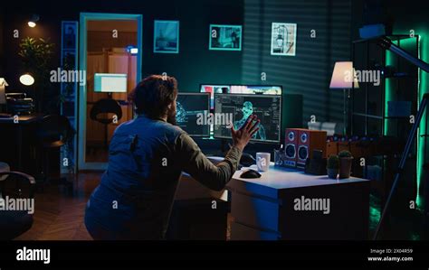 Programmer Creating Sentient Ai Bowing In Adulation To New Overlord