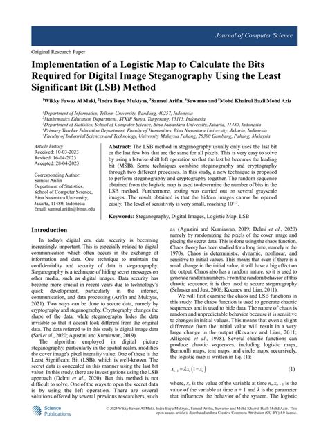 Pdf Implementation Of A Logistic Map To Calculate The Bits Required For Digital Image