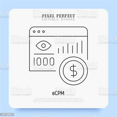 인터넷 마케팅 전자 상거래 Smm 관리 씬 라인 아이콘 달러 동전 웹 페이지 벡터 그림입니다 개발에 대한 스톡 벡터 아트 및