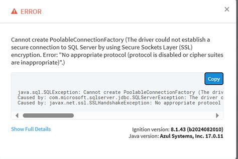 Unable To Connect With Database Connection In Ignition After Upgrade 8