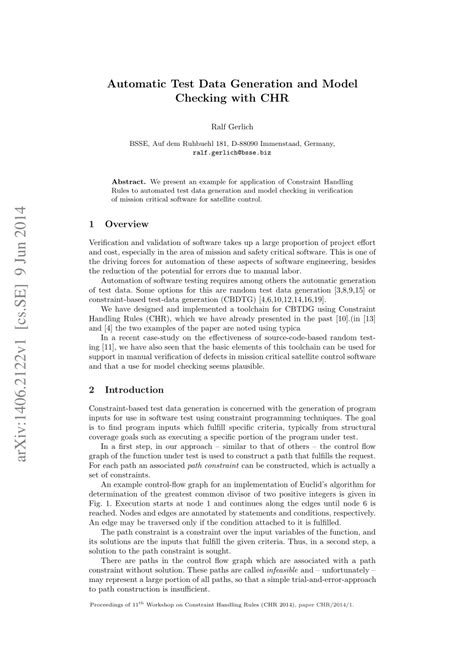 Pdf Automatic Test Data Generation And Model Checking With Chr