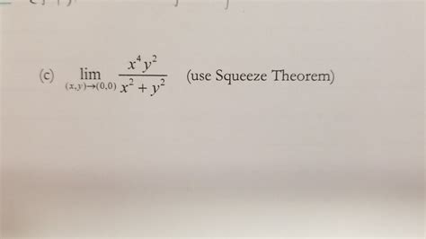Solved C Lim Y Use Squeeze Theorem Chegg
