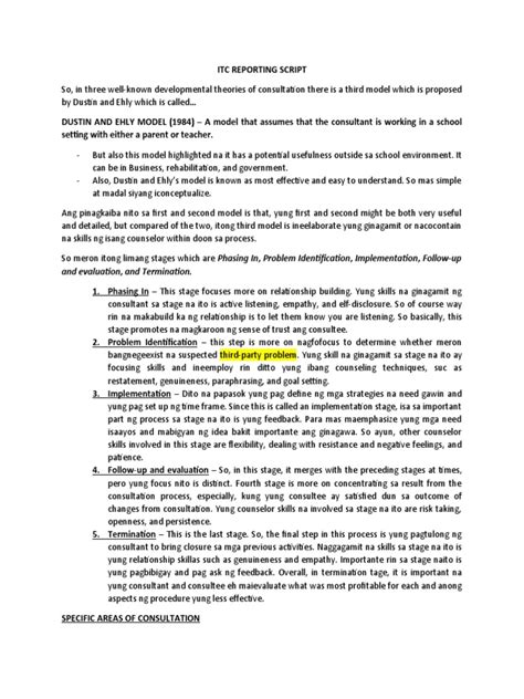 Itc Reporting Script Pdf Behavior Modification Behavioural Sciences