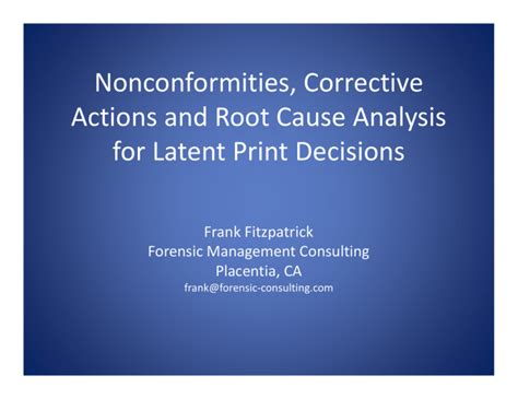 N F I I C I Nonconformities Corrective Actions And Root Cause