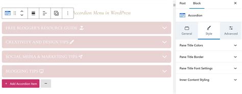 How To Create And Add A Drop Down Accordion Menu To Blog Posts And