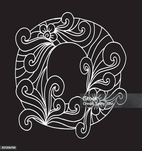 편지 O 색칠입니다 벡터 장식 개체그림 컴퓨터 드레스 레이스섬유 번호 서명 개념에 대한 스톡 벡터 아트 및 기타 이미지 개념 그리기 낙서 드로잉 Istock