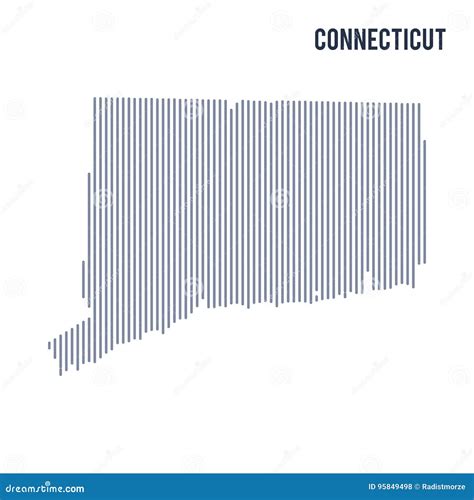 Vector Abstract Hatched Map Of State Of Connecticut With Vertical Lines Isolated On A White