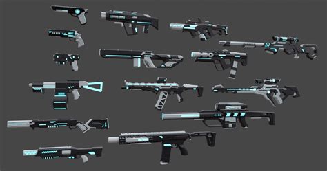 Lowpolystyle Sci Fi Weapons Firearms With 5 Skinstextures