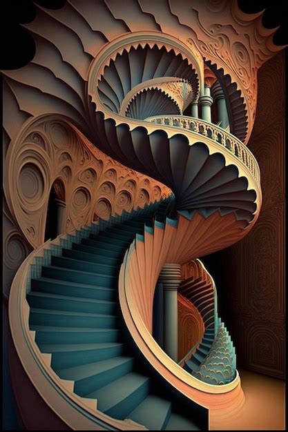 Premium Ai Image Close Up Of Staircase Case With Generative Ai