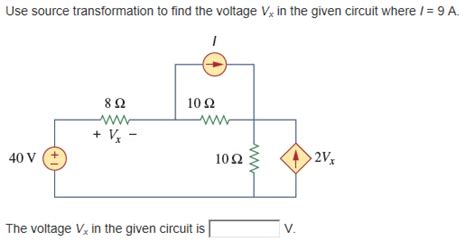 Solved Use Source Transformation To Find The Voltage V In Chegg
