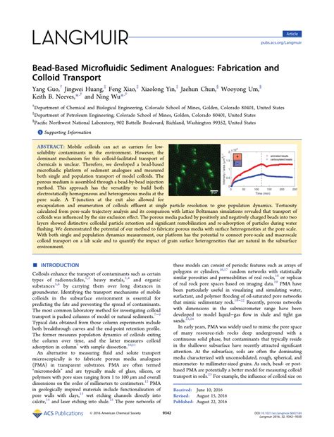 Pdf Bead Based Microfluidic Sediment Analogues Fabrication And