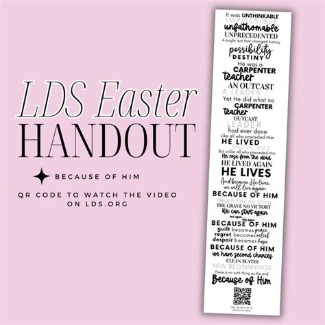 Lds Easter Handout Lds Ministering T Lds Young Women Relief Society Easter T Tag Easter