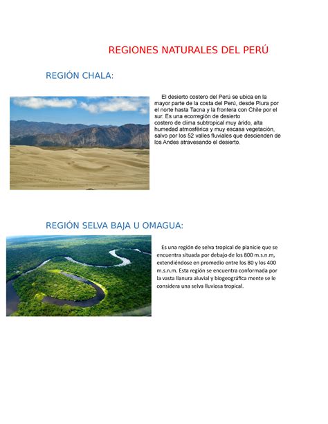 Regiones Naturales Del Perгє Para Cuarto De Primaria NBKomputer