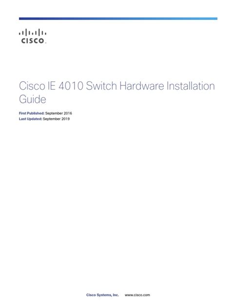 Cisco Ie 4010 Switch Hardware Installation Guide September 2016 September 2019 Pdf Network
