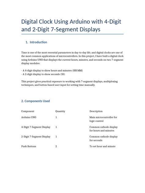 Arduino Digital Clock Project Pdf Arduino Electronics
