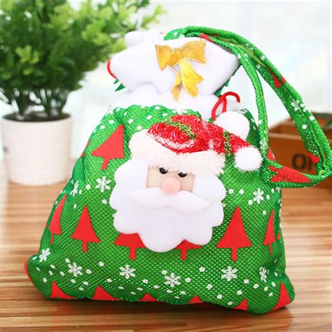 Холст Рождественский подарок рождественские чулки сумки Drawstring ...