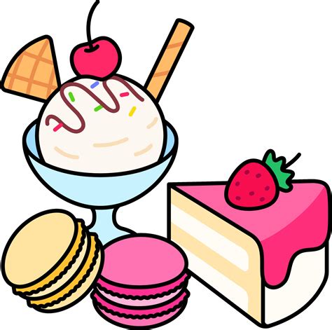 Desserts Macaron Cake And Ice Cream Dessert Icon Element Illustration Colored Outline 16248847