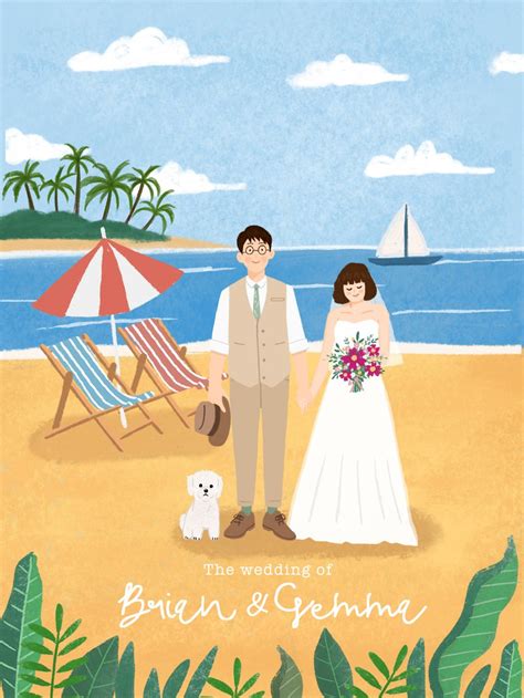 人像似顏繪 婚禮 情侶 禮物 設計館 Tamigo 人像似顏繪 插畫 結婚證書 Pinkoi