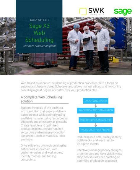 Sage X3 Web Scheduling Module For Manufacturing Swk Technologies