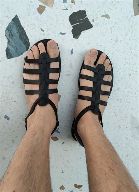 Greek Leather Sandals Men Sandals Black Sandals Men Summer Sandals