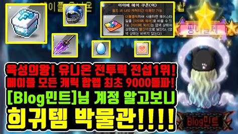 한자 메이플 유니온 전투력 합렙 전섭 1위 육성의 왕 Blog민트 님 계정 알고보니 희귀템 박물관 역대급