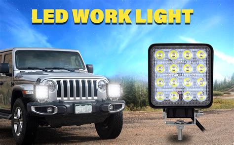 Rigidon 2 Pcs Square Led Work Light 4 Inch 48w Spot Beam 12v 24v