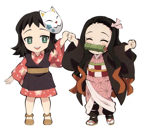 Makomo And Nezuko Chibi Chibi Comic Art Girls Anime Chibi