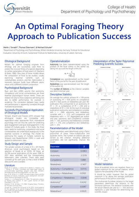 Pdf An Optimal Foraging Theory Approach To Publication Success