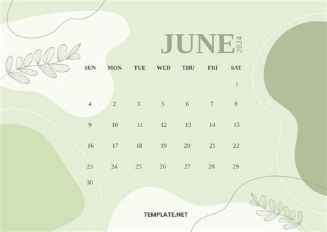 Aesthetic June 2024 Calendar Template Edit Online And Download Example
