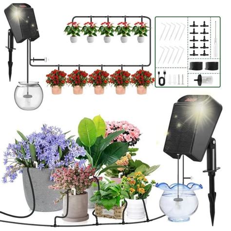 Kit D irrigation Goutte à Goutte Énergie Solaire Rechargeabilité Kit Arrosage Automatique avce