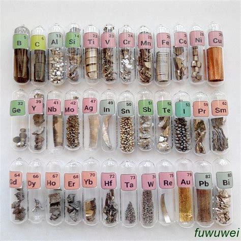 可開票 玻封純金箔單質實物元素周期表收藏禮品工藝品組合36支化學瓶子 精選 蝦皮購物
