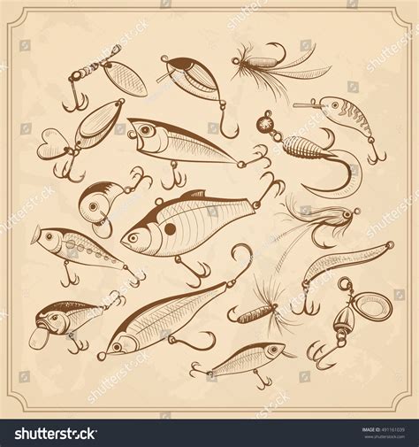 Big Set Fishing Gear Set Fishing Vector De Stock Libre De Regalías