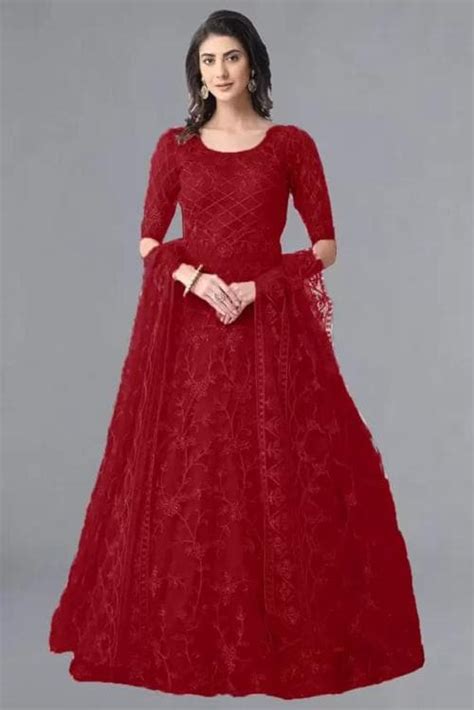 Buy Embroidered Net Semi Stitched Anarkali Gown Online At Best Prices