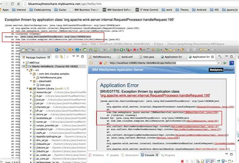 Classnotfoundexception Bluemix Java Liberty Web Project Javalang
