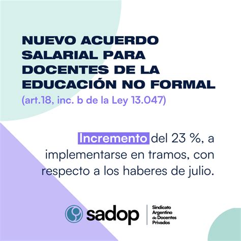 Nuevo Acuerdo Salarial Para Docentes De La Educación No Formalart 18