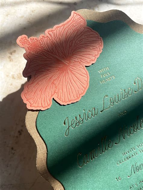 Colorful Tropical Letterpress And Gold Foil Modern Destination Hawaii