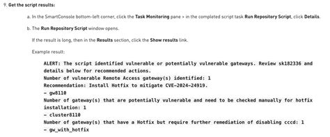 notes on script to identify vulnerable security ga check point