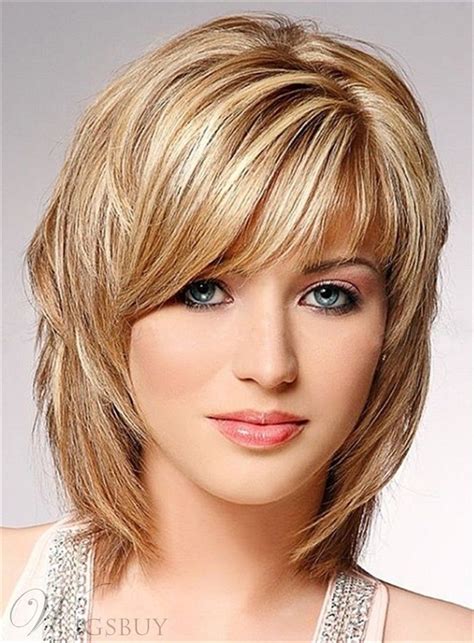 Charming Fluffy Layered Medium Straight Wig Synthetic Hair Capless 12