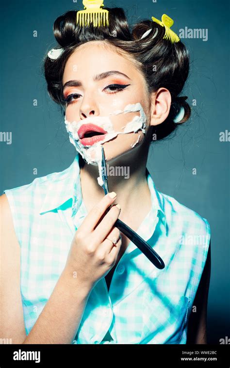 Pretty Girl In Vintage Style Pinup Girl With Fashion Hair Morning