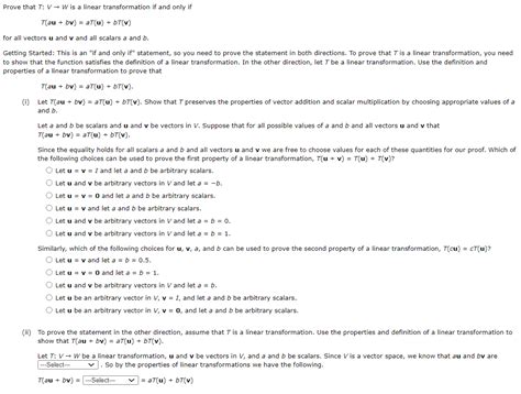 Solved Prove That T VW Is A Linear Transformation If And Chegg Com