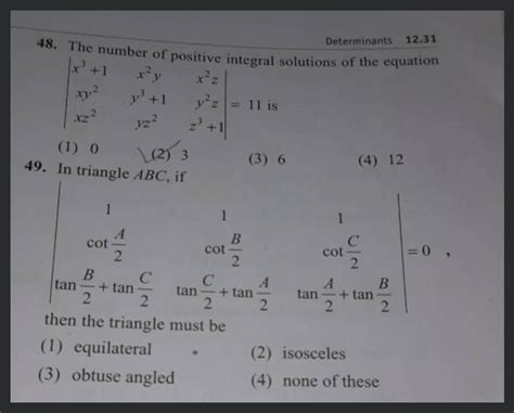 Determinants 1231 48 The Number Of Positive Integral Solutions Of The E