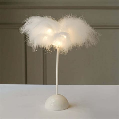 Feathers Table Lamp White 15 Efavormart